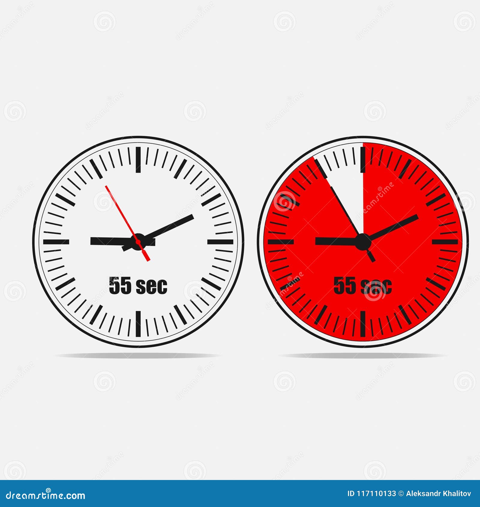 55 Seconds Clock Icon on Gray Background Stock Illustration ...