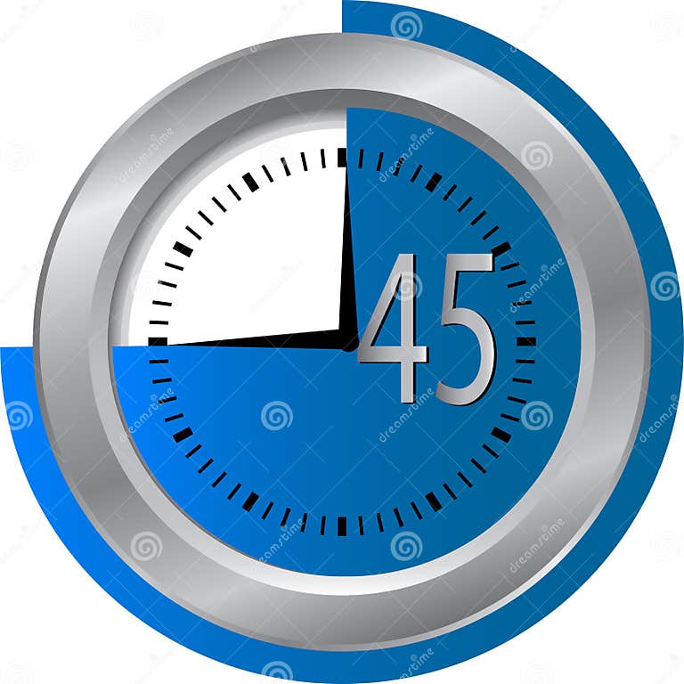 45 seconds Clock stock illustration. Illustration of white - 46568402