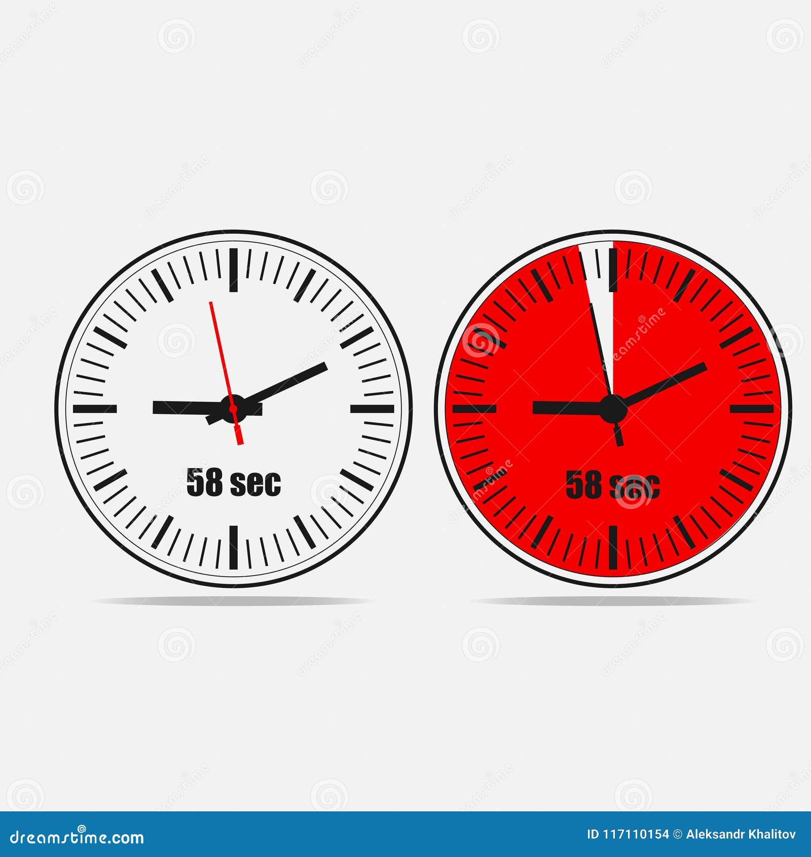 58 Seconds Clock Vector Icon Stock Illustration Illustration Of Gray