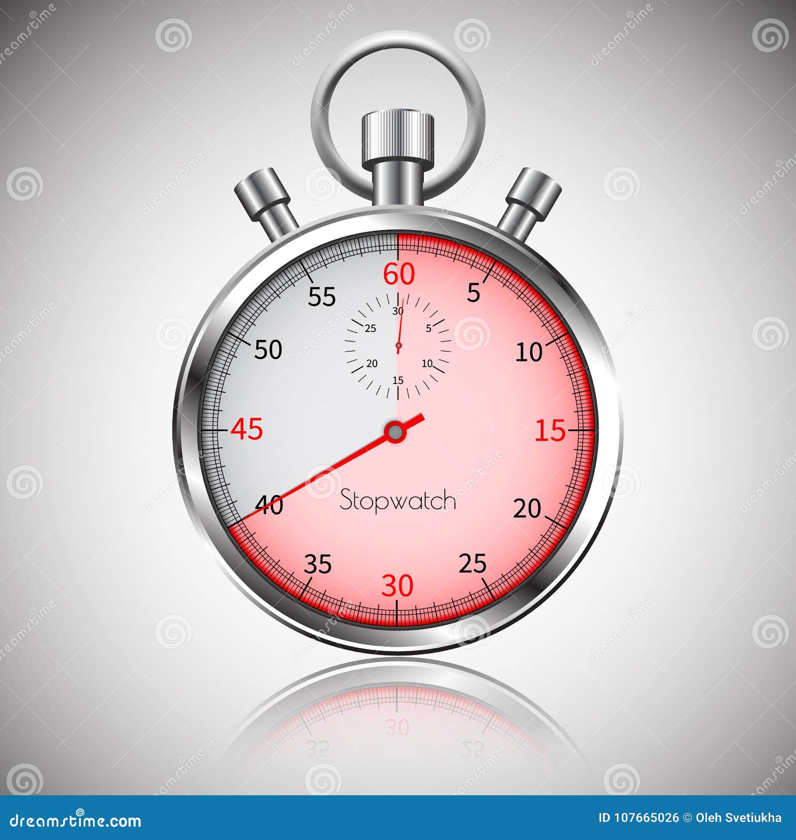 40 Seconds. Silver Realistic Stopwatch with Reflection Stock Vector ...
