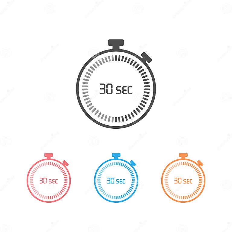 The 30 Seconds, Stopwatch Vector Icon Set, Digital Timer. Clock and ...
