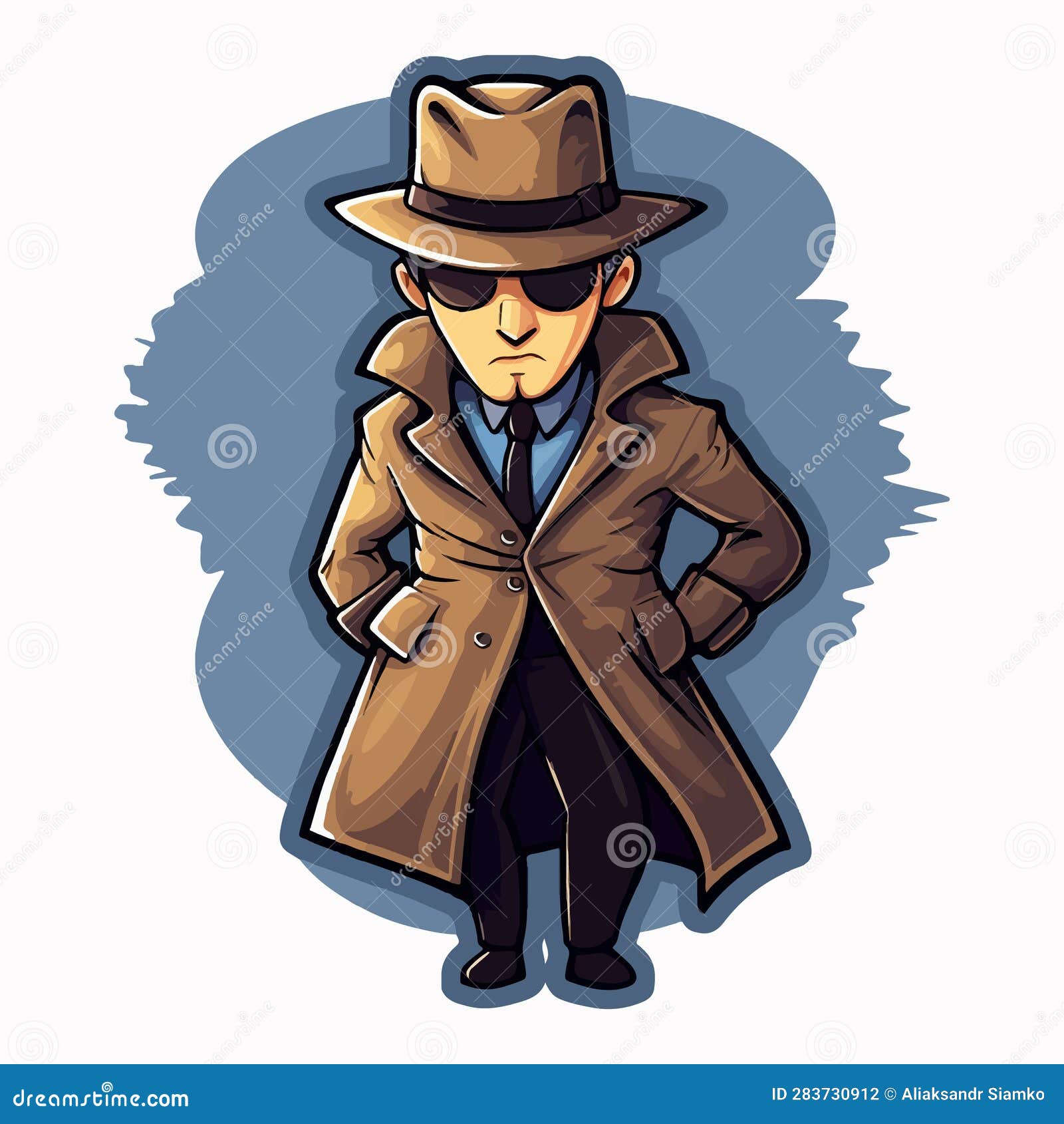 Secret Agent in a Coat. Creative Illustration , Sticker Design Stock ...