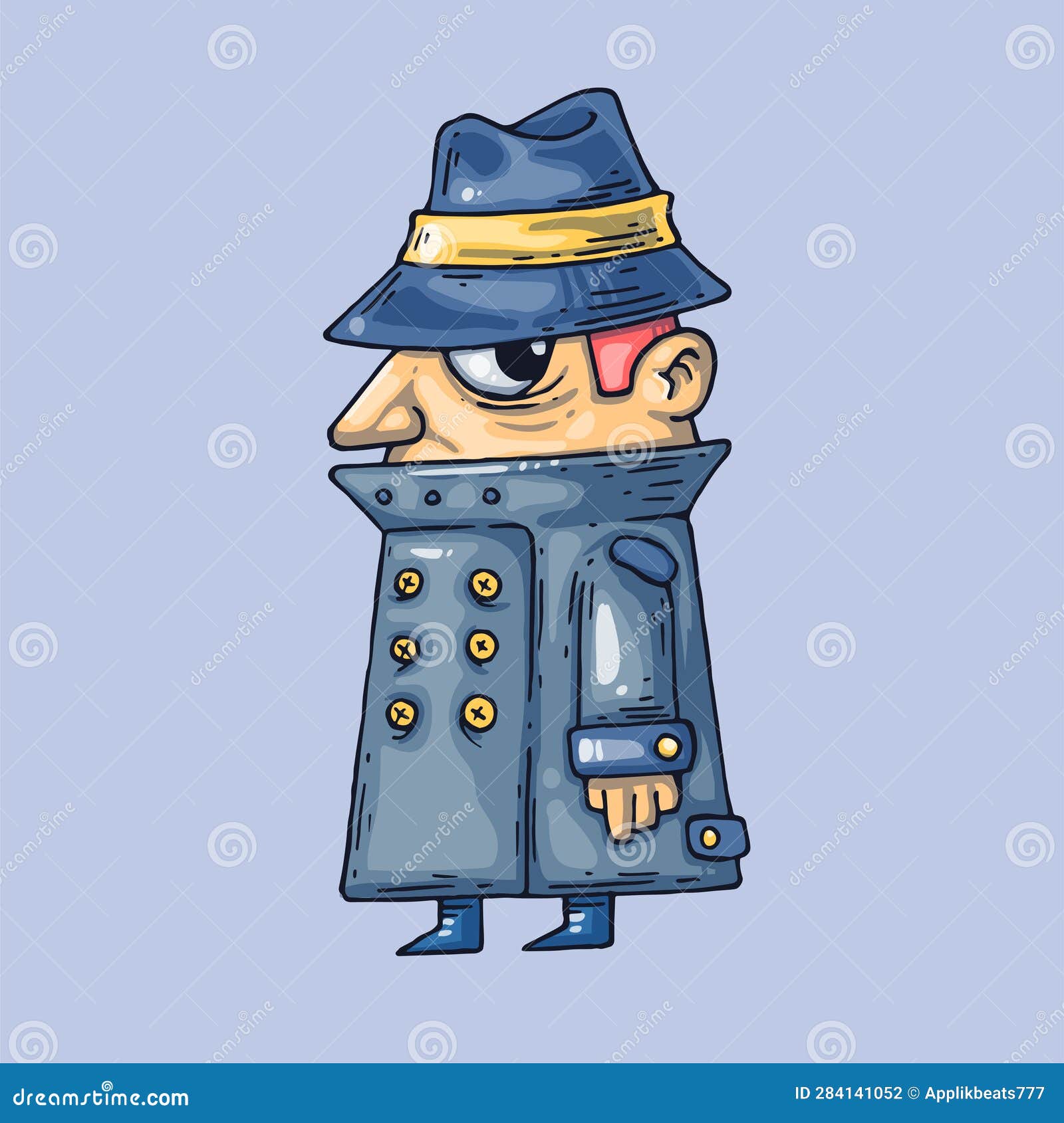 Secret Agent in a Coat. Creative Vector Illustration. Cartoon Art for ...