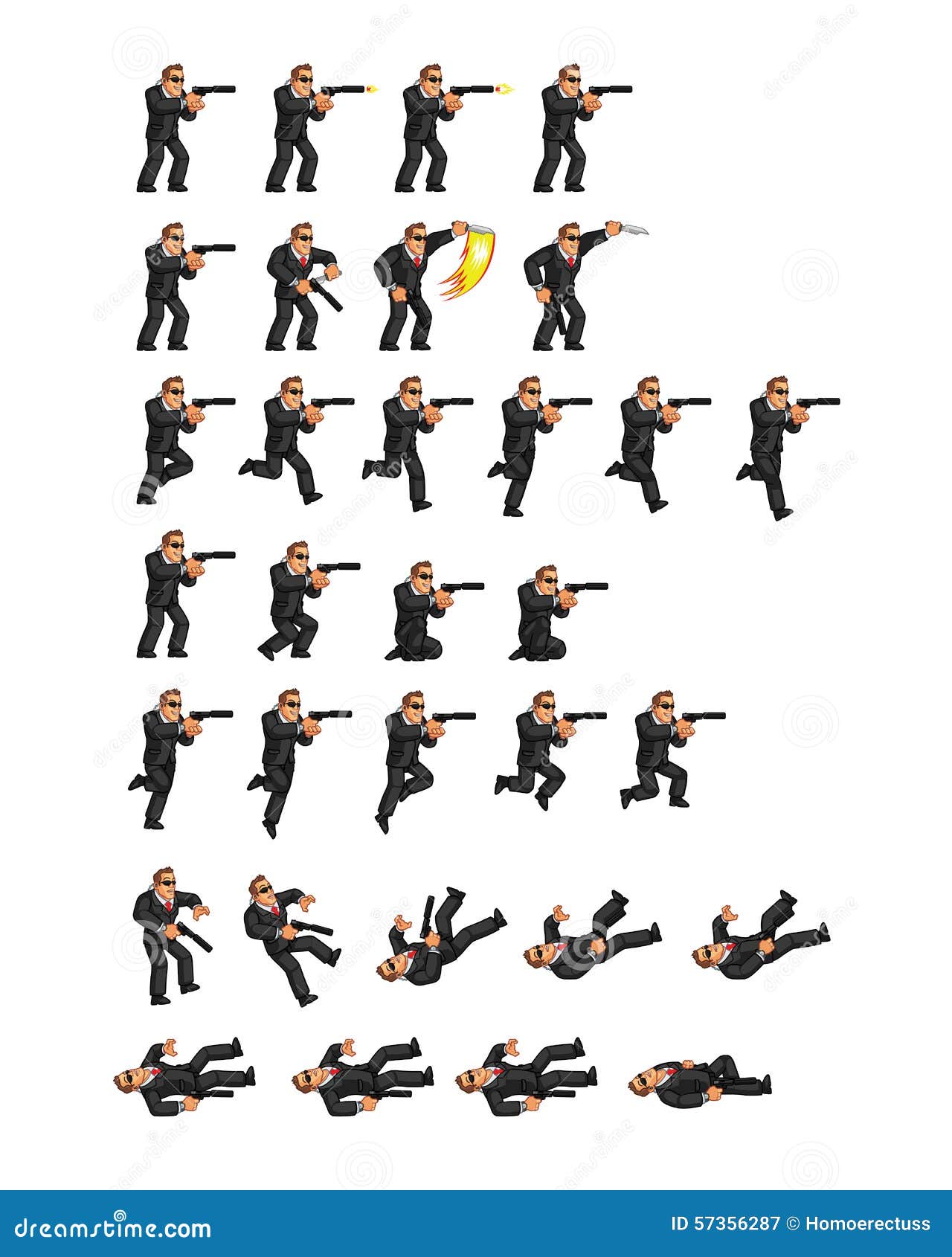 Secret Agent Game Sprite Stock Vector Illustration Of Sequence 57356287