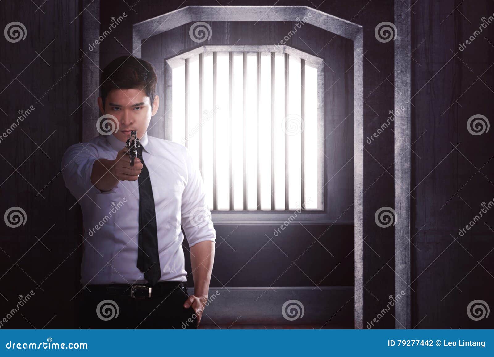 Secret Agent Holding Gun stock photo. Image of professional - 79277442