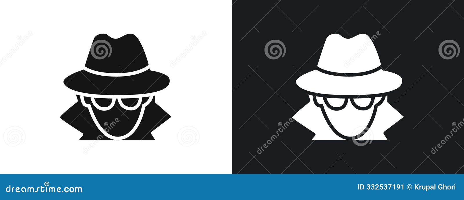 Secret Agent Icon Linear Graphics Set Vector in Black Stock ...