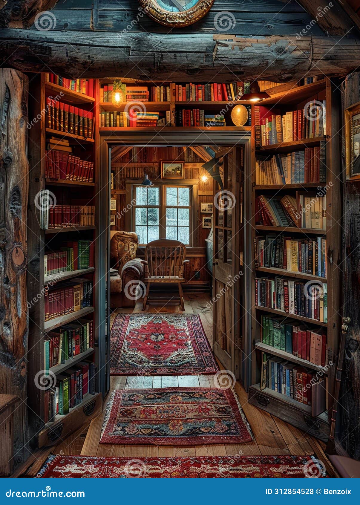 Secret Attic Reading Room Hidden Behind a Bookcase Stock Photo - Image ...