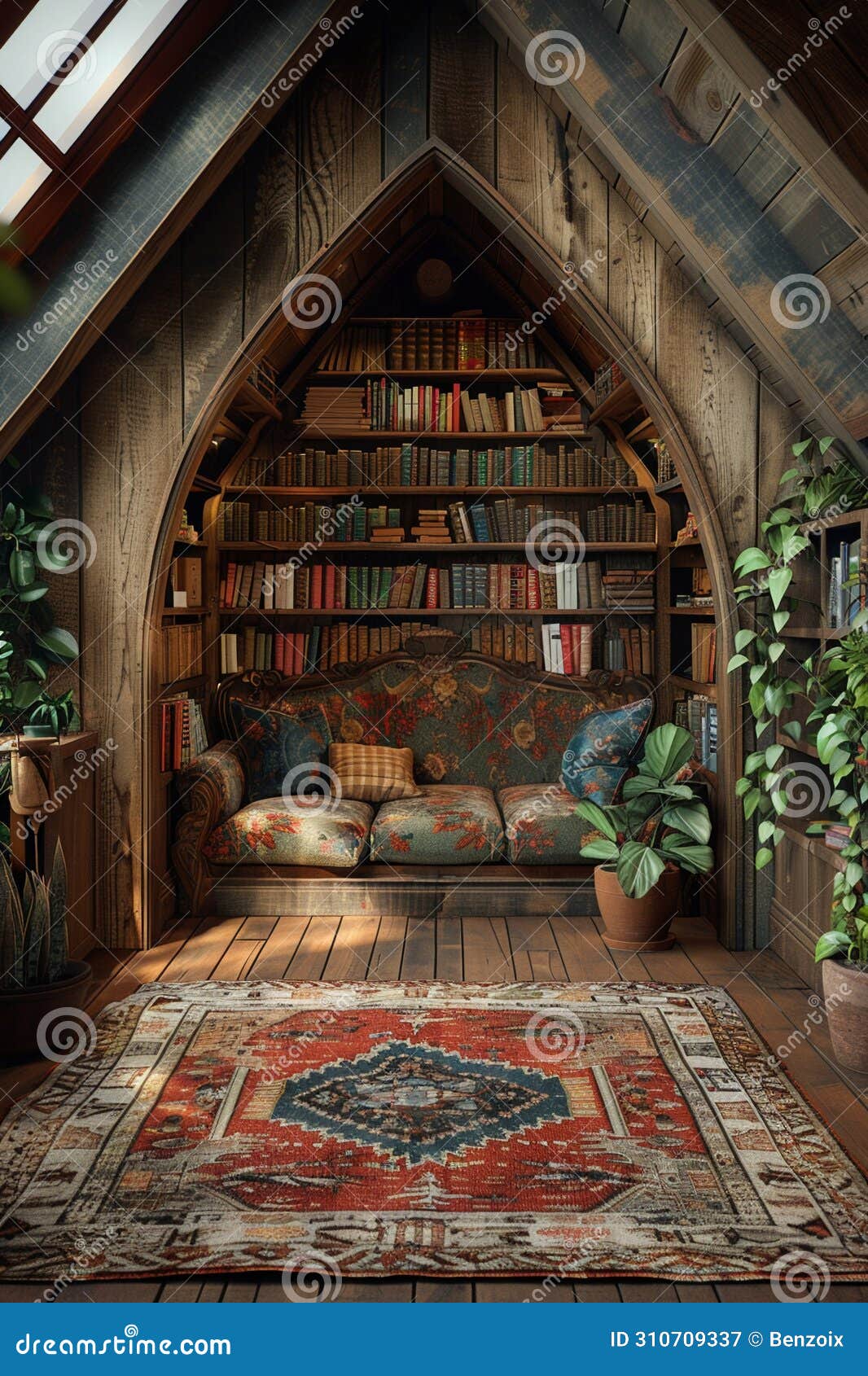 Secret Attic Reading Room Hidden Behind a Bookcase3D Render Stock ...
