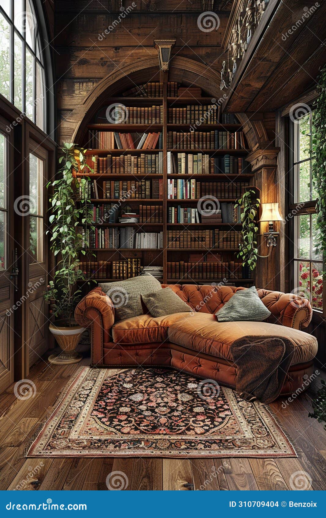 Secret Attic Reading Room Hidden Behind a Bookcase3D Render Stock ...