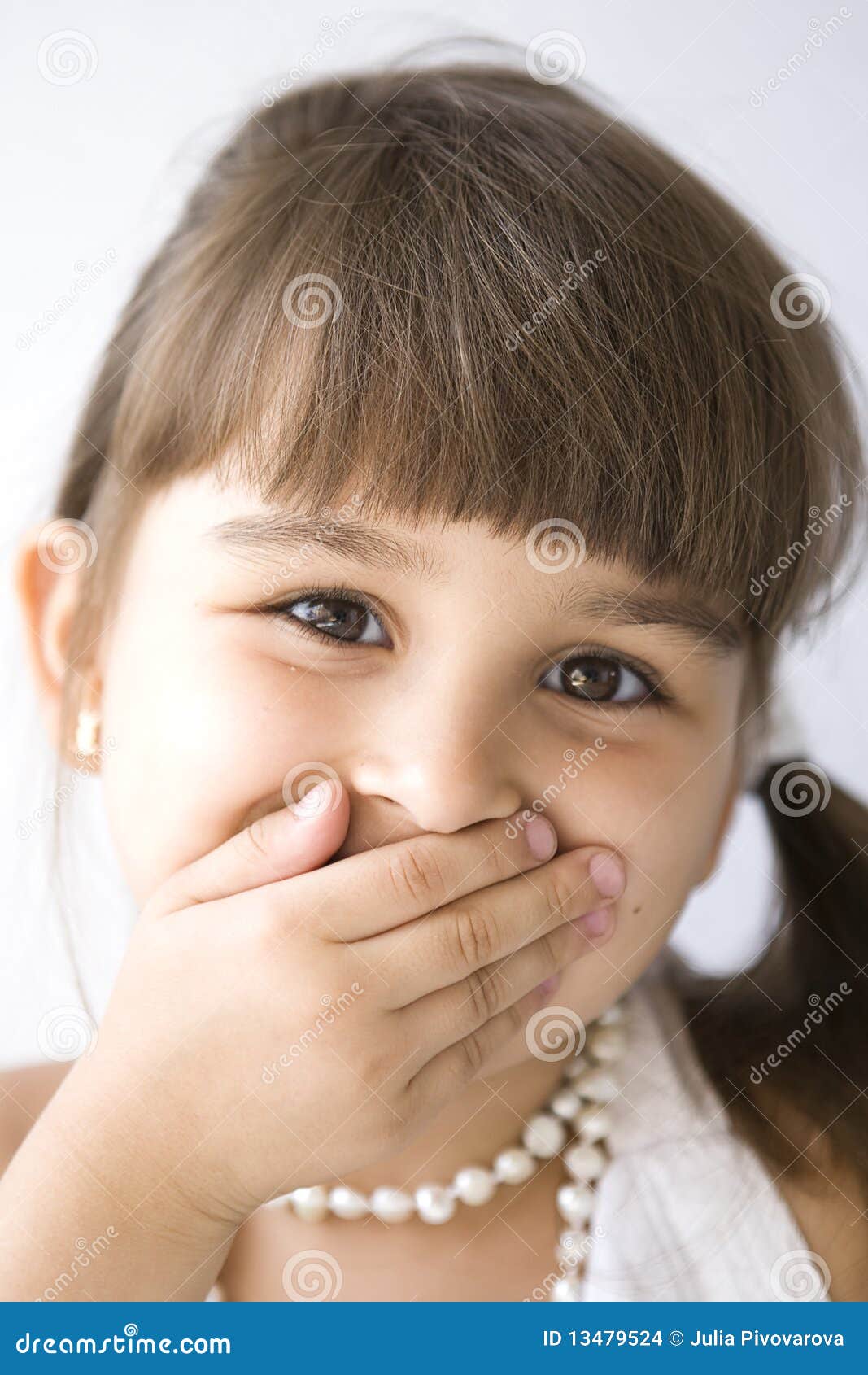 Secret. Beautiful Curious Girl with a Bead Stock Photo - Image of ...