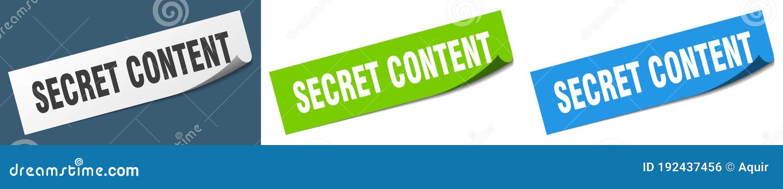 Secret Content Banner. Secret Content Speech Bubble Label Set. Stock ...