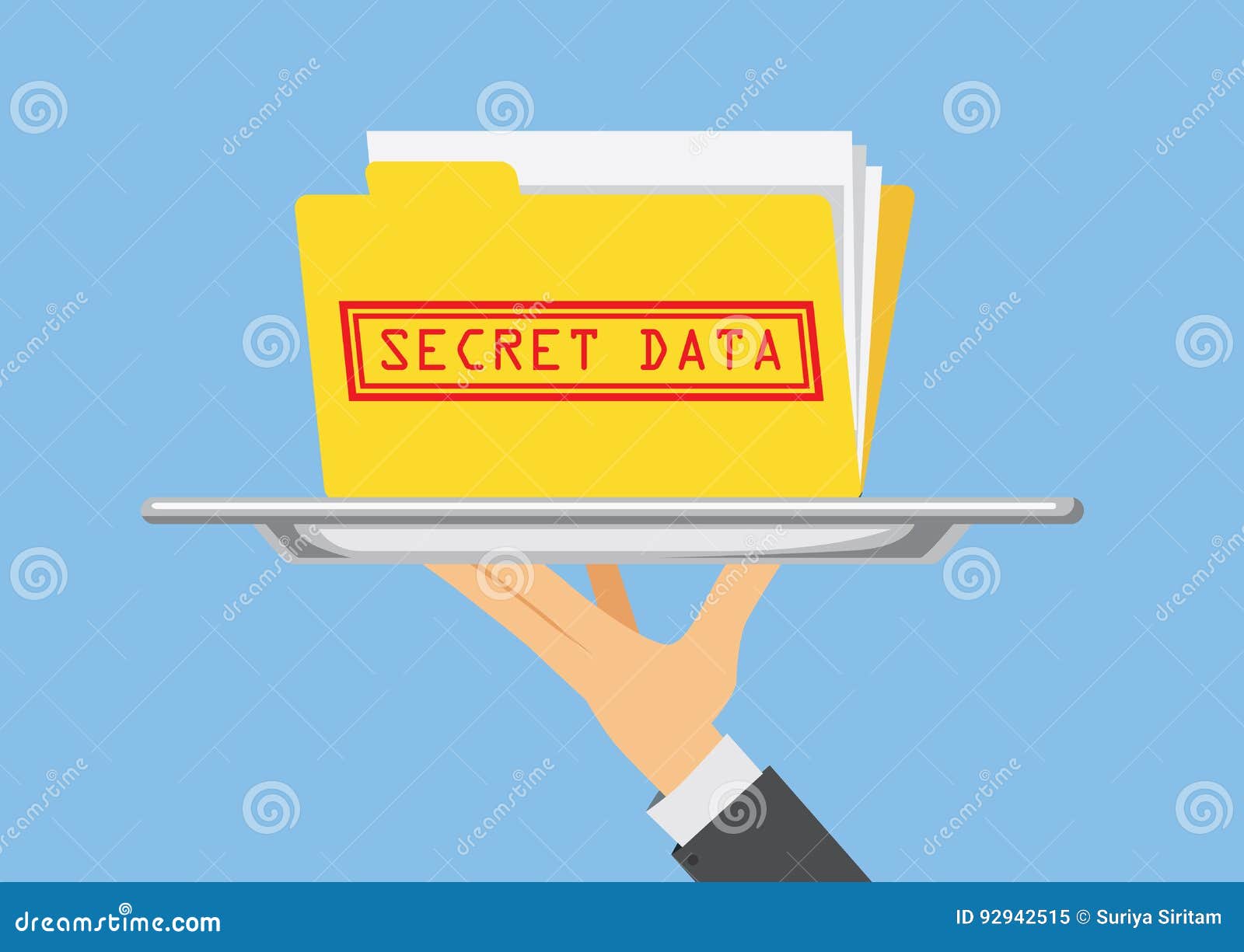 Secret Data Folder of Business Ready To Send with Silver Dish. Stock ...