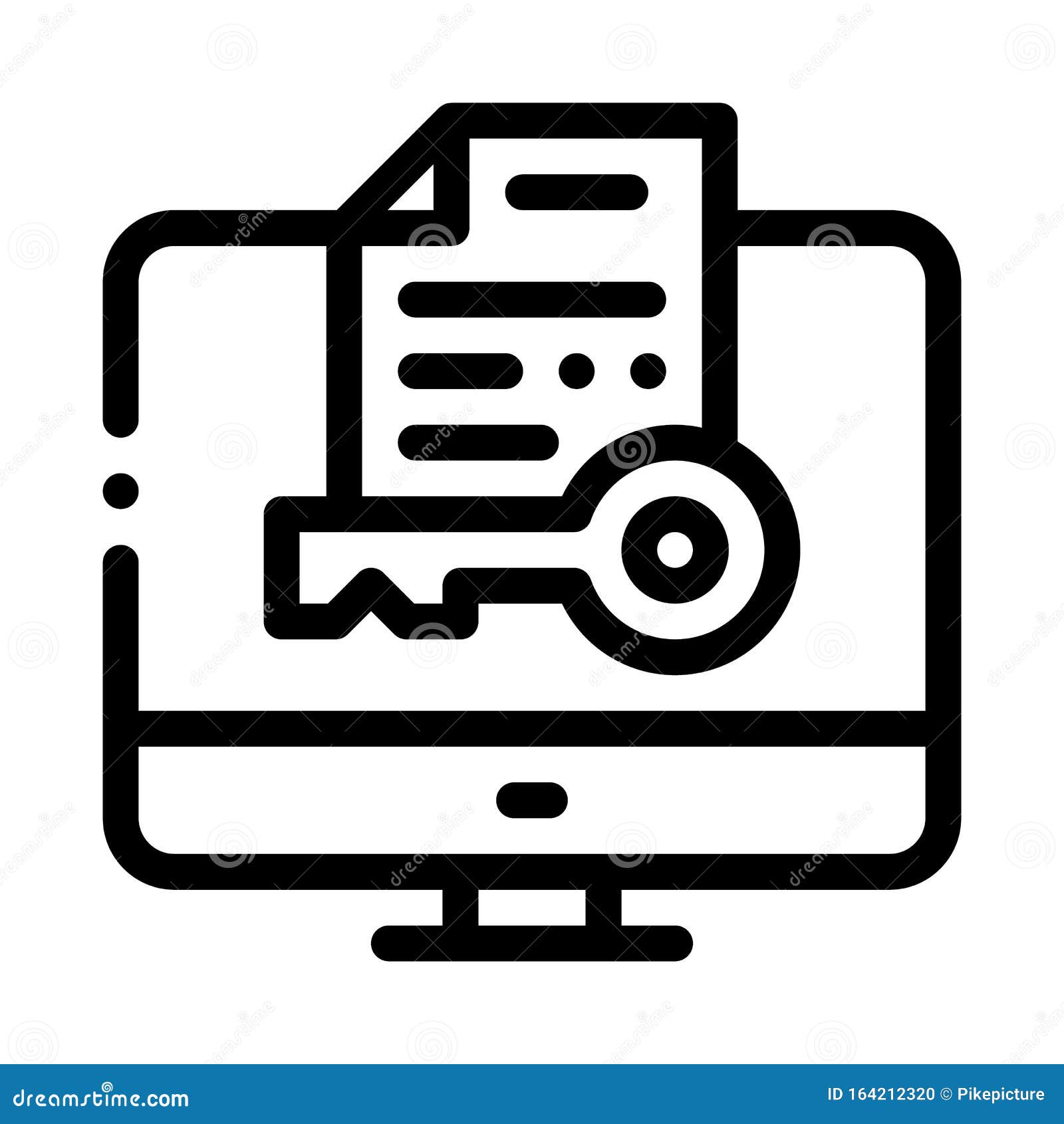 Secret Documents in Computer Icon Vector Outline Illustration Stock ...