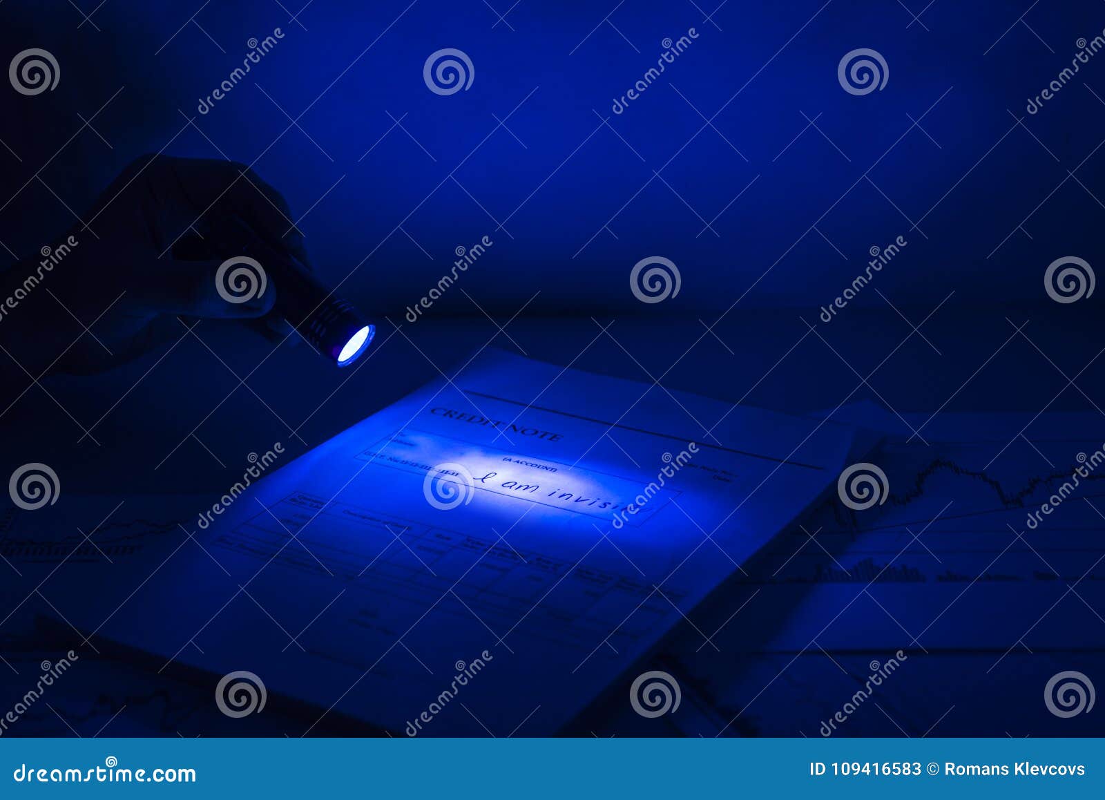 Secret Documents Reading. Ultra Violet Light Abstract Photo Stock Image ...