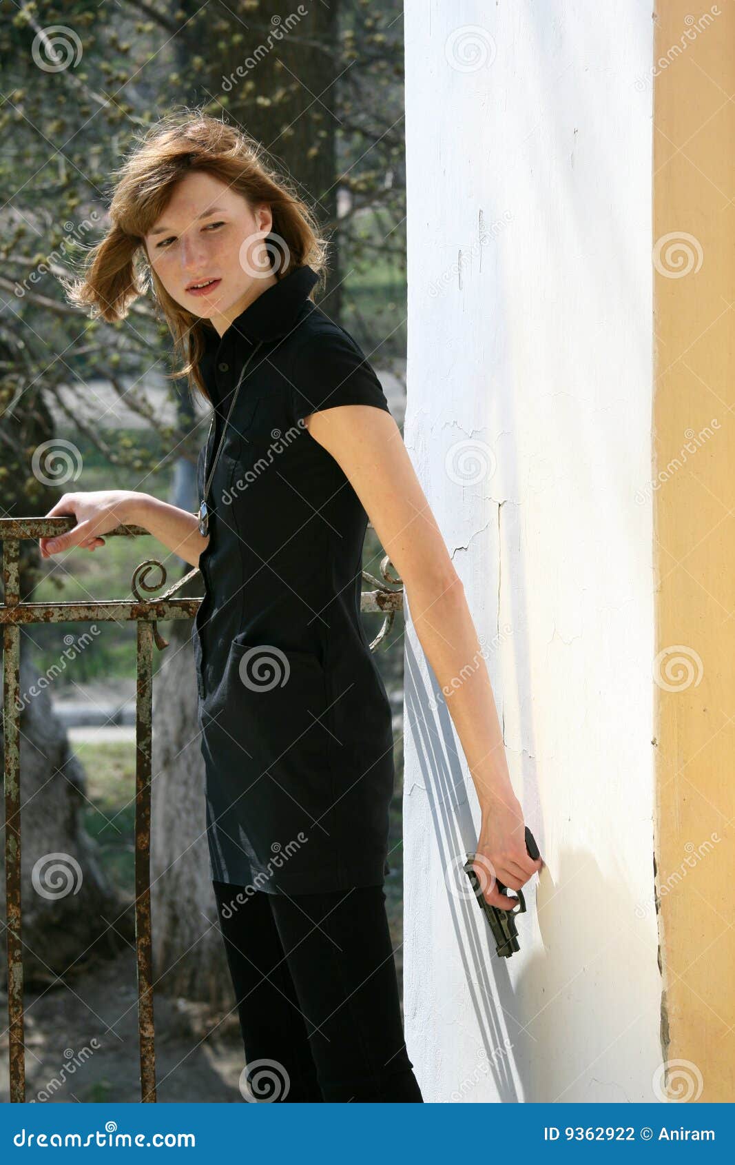 Secret female agent stock photo. Image of agent, armed - 9362922