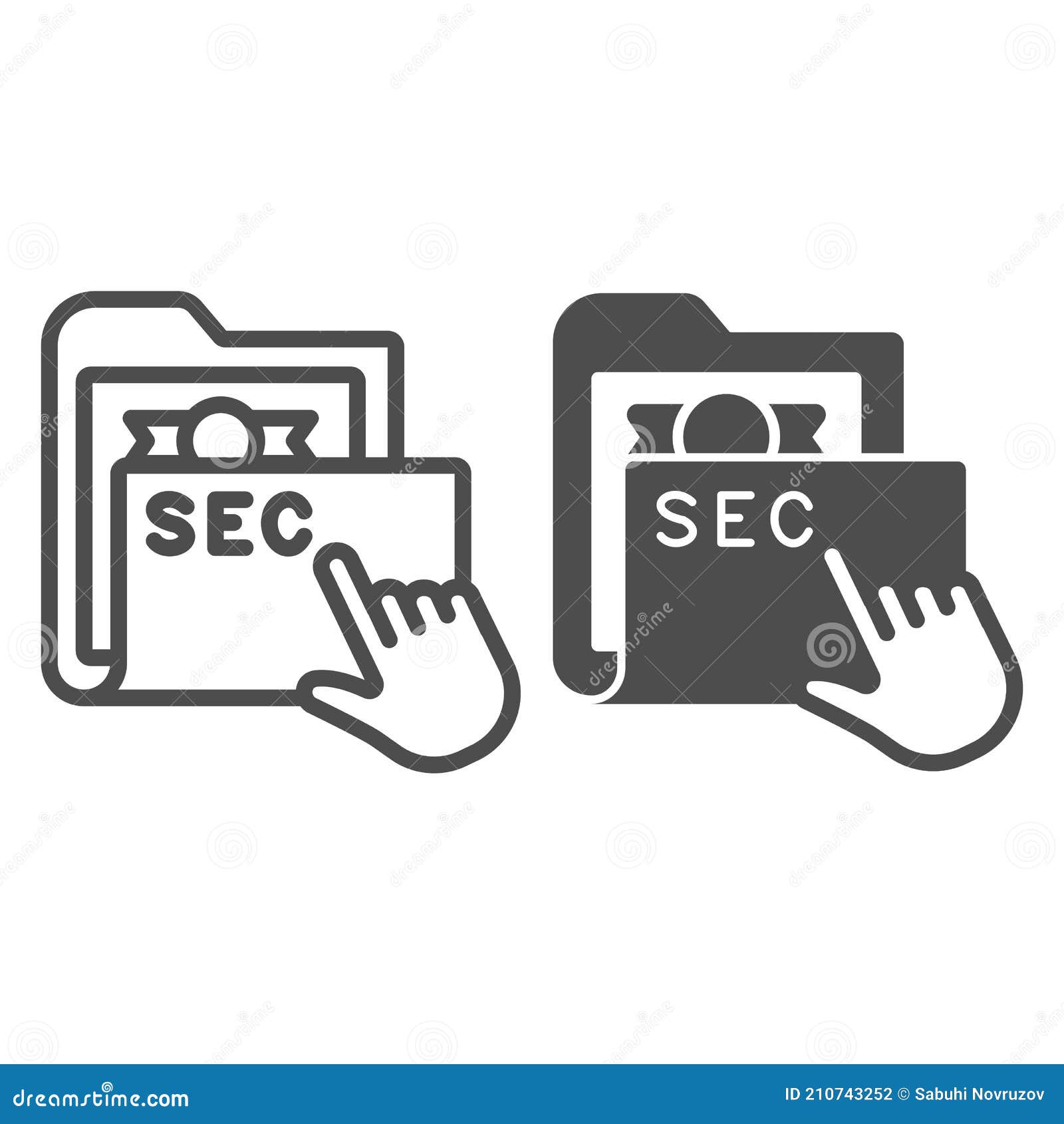 Secret Folder with Pointer Line and Solid Icon, Web Security Concept ...