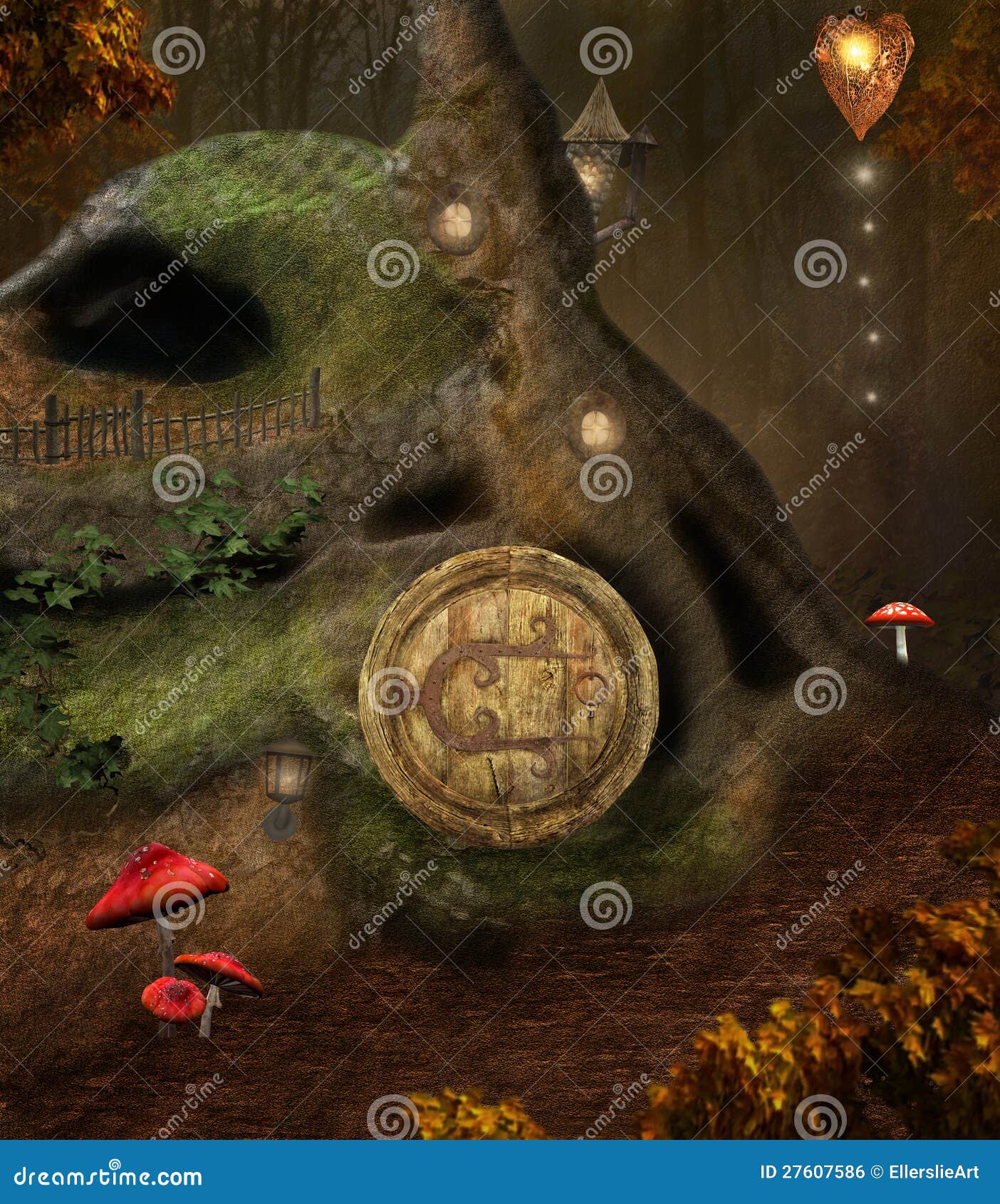 Secret House in the Middle of the Forest Stock Illustration ...