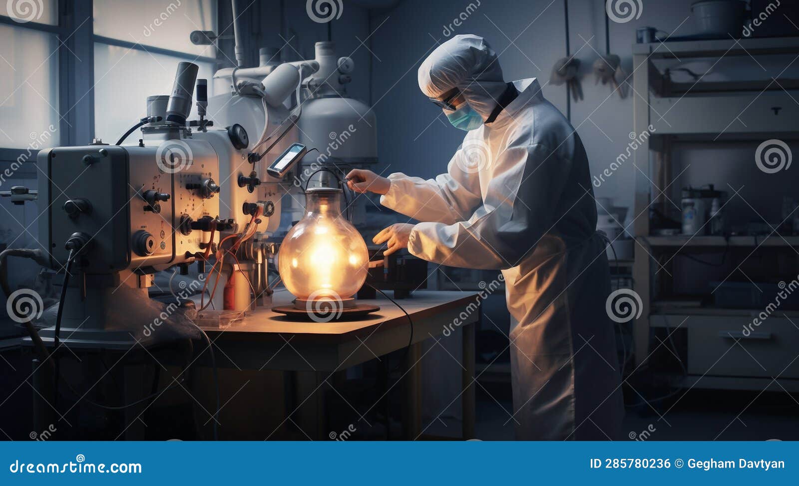 Secret Worker Working in the Secret Factory, Secret Laboratory Stock ...