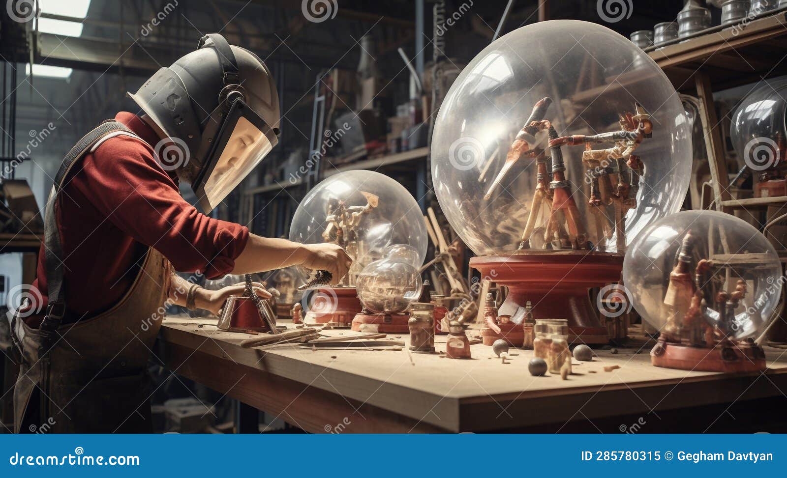 Secret Worker Working in the Secret Factory, Secret Laboratory Stock ...