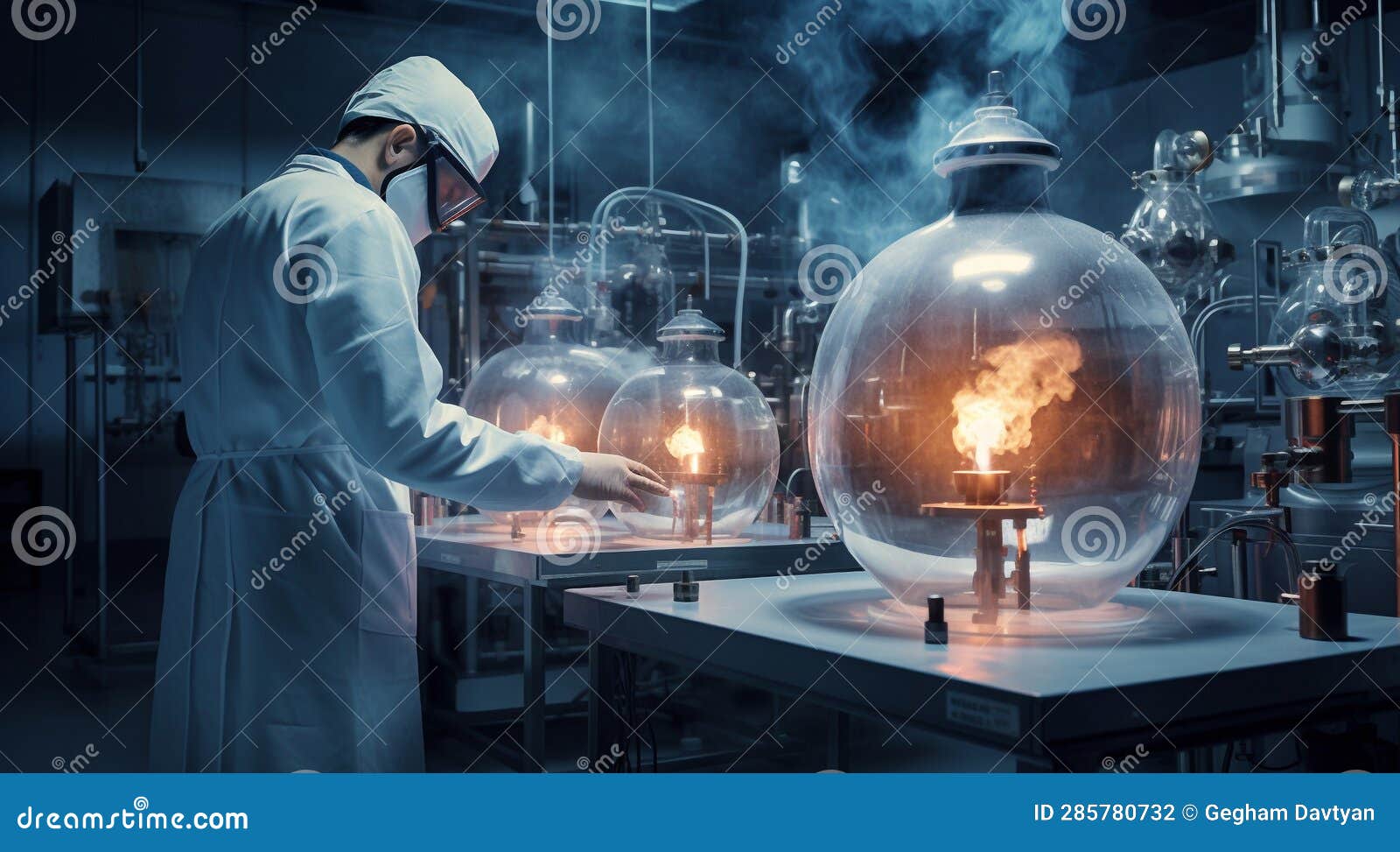 Secret Worker Working in the Secret Factory, Secret Laboratory Stock ...