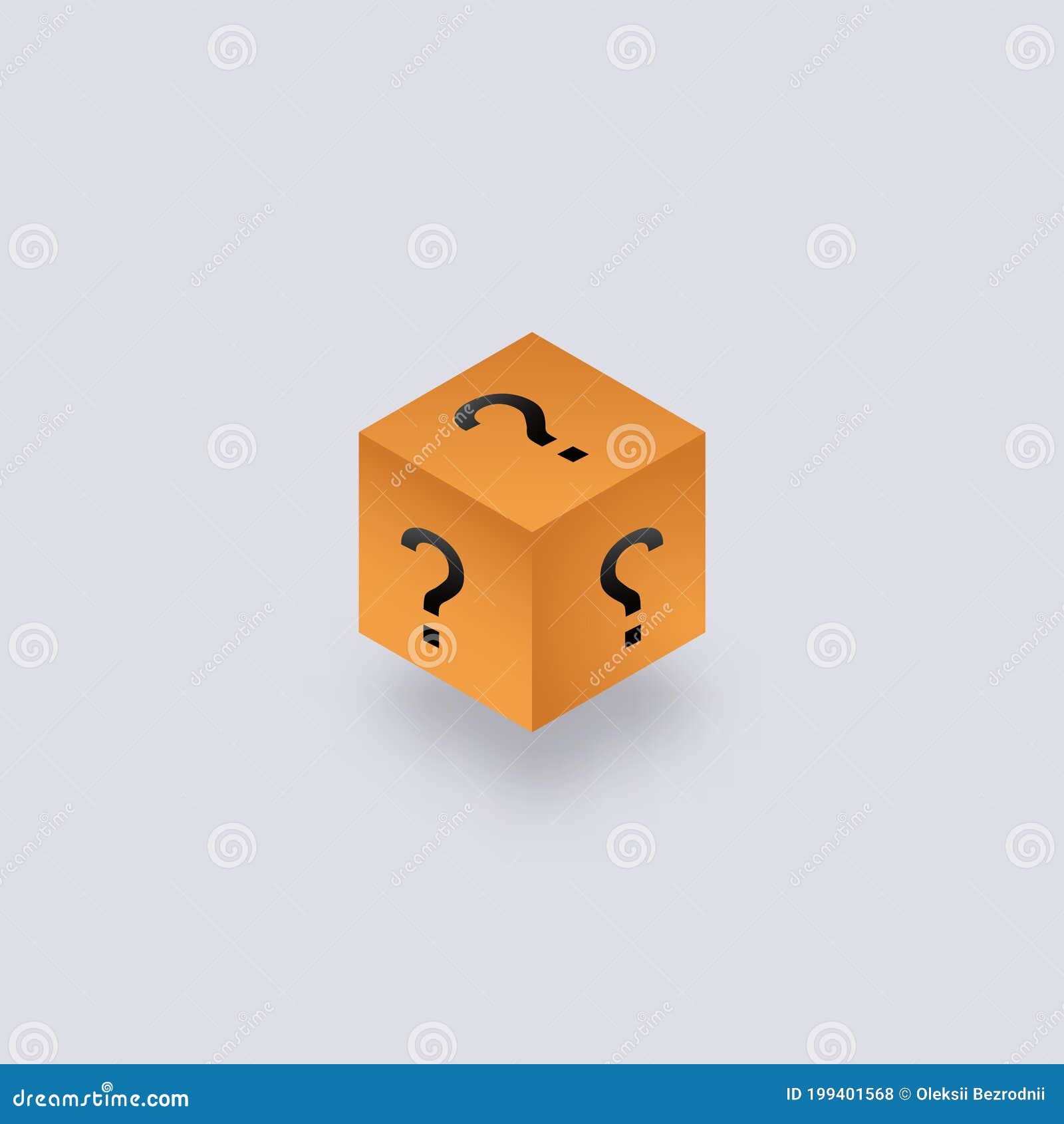 Secret Mystical Box Isometry. Yellow Cubic Packaging With Question ...