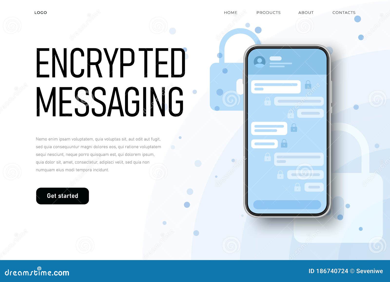 Secret Protected Chat Illsutration with Lock Icon on Encrypted Messages ...