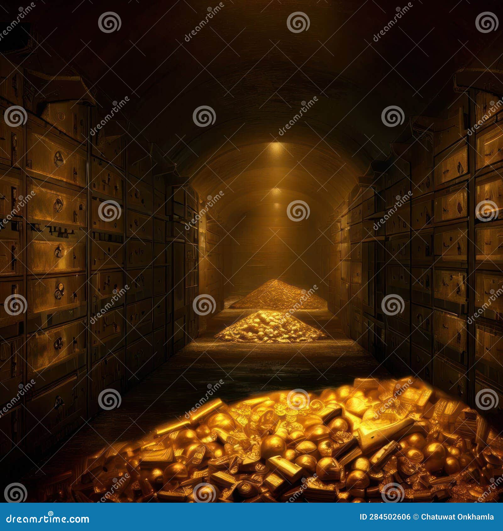 A Secret Room Where Massive Amounts of Gold are Stored.generative AI ...