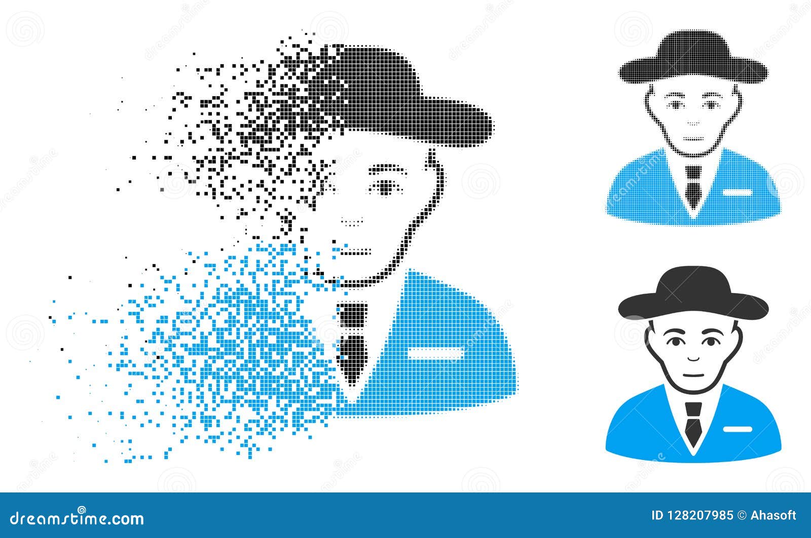 Dust Pixelated Halftone Secret Service Agent Icon with Face Stock ...