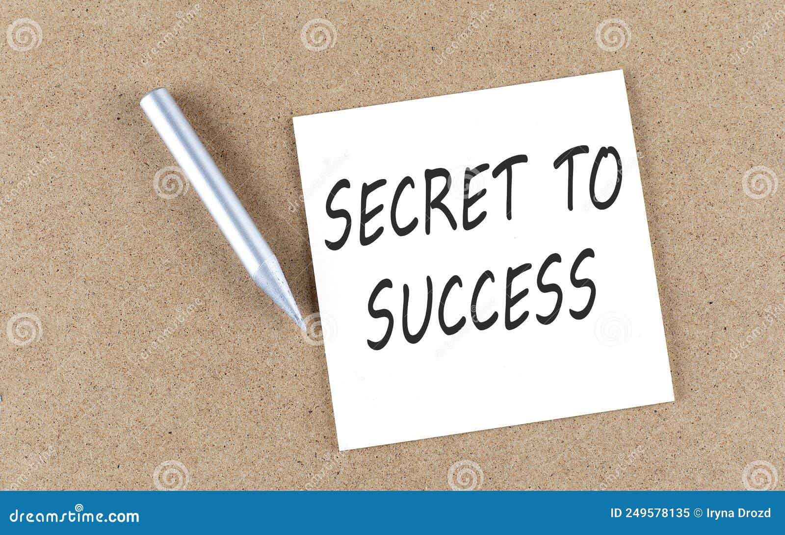 SECRET TO SUCCESS Text on a Sticky Note on Cork Board with Pencil Stock ...