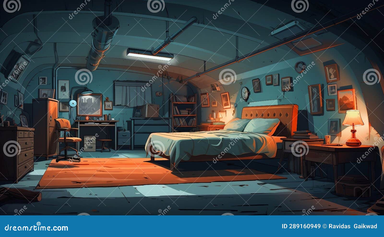 Secret Underground Bunker Room Interior Illustration AI Generated Stock ...
