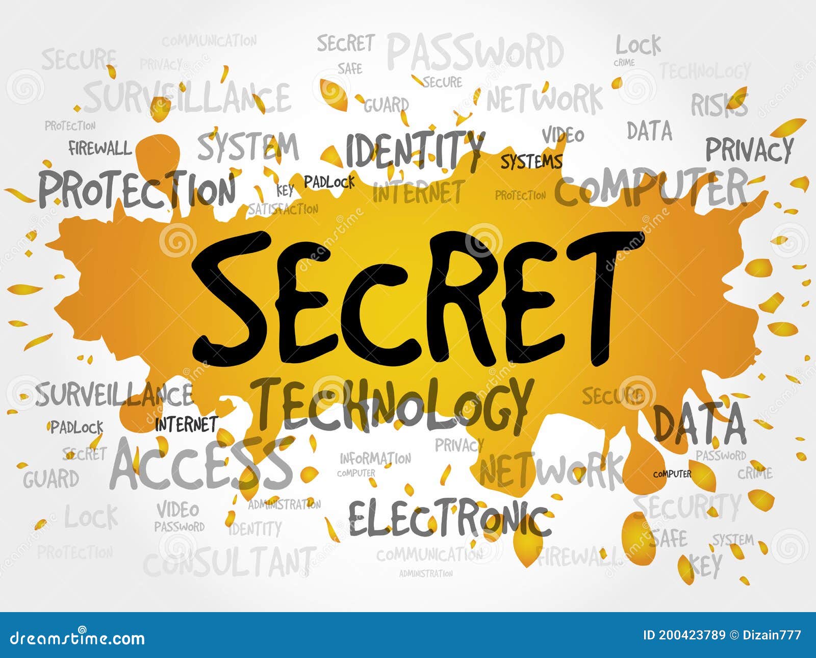 SECRET word cloud stock illustration. Illustration of hack - 200423789