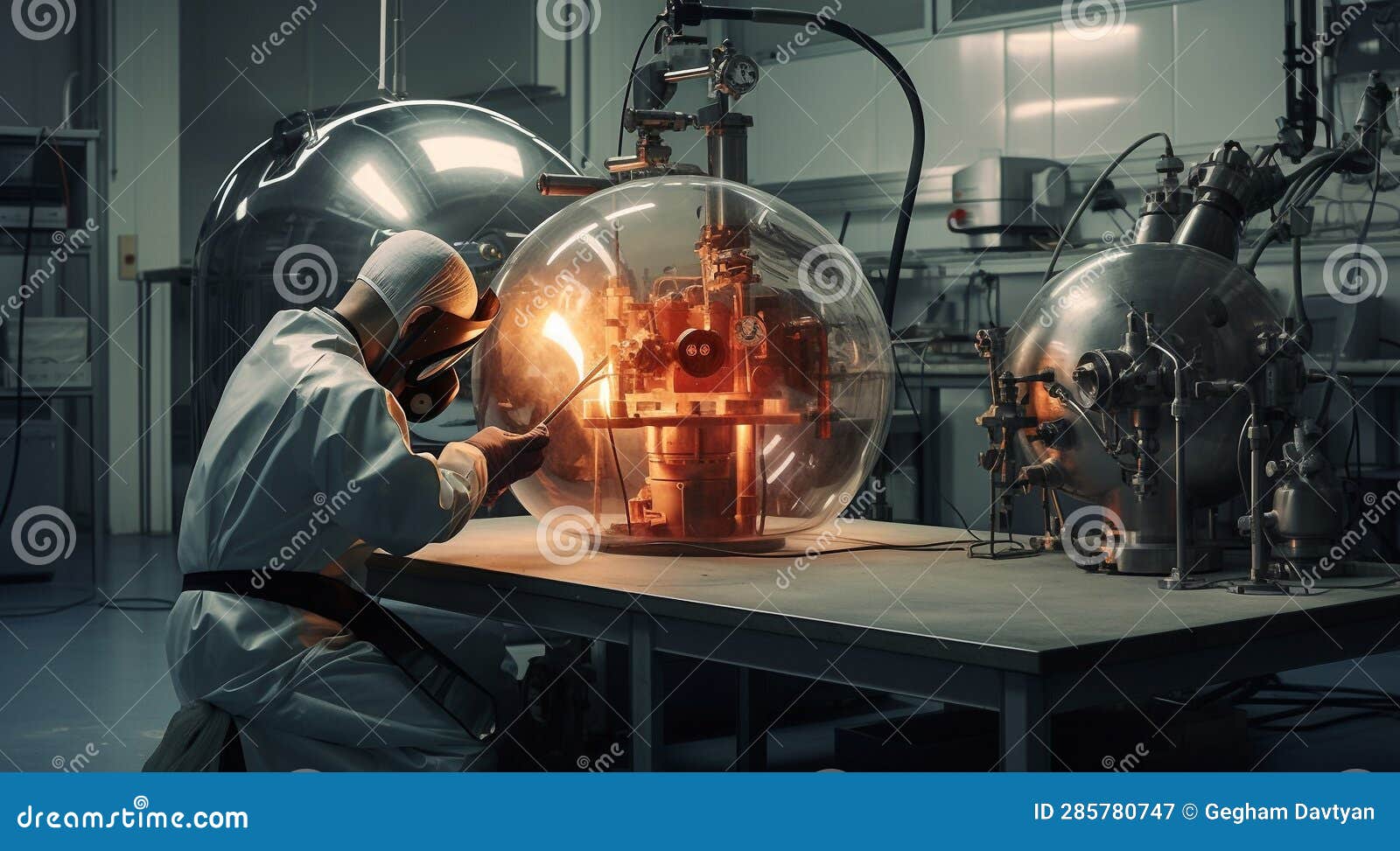 Secret Worker Working in the Secret Factory, Secret Laboratory Stock ...