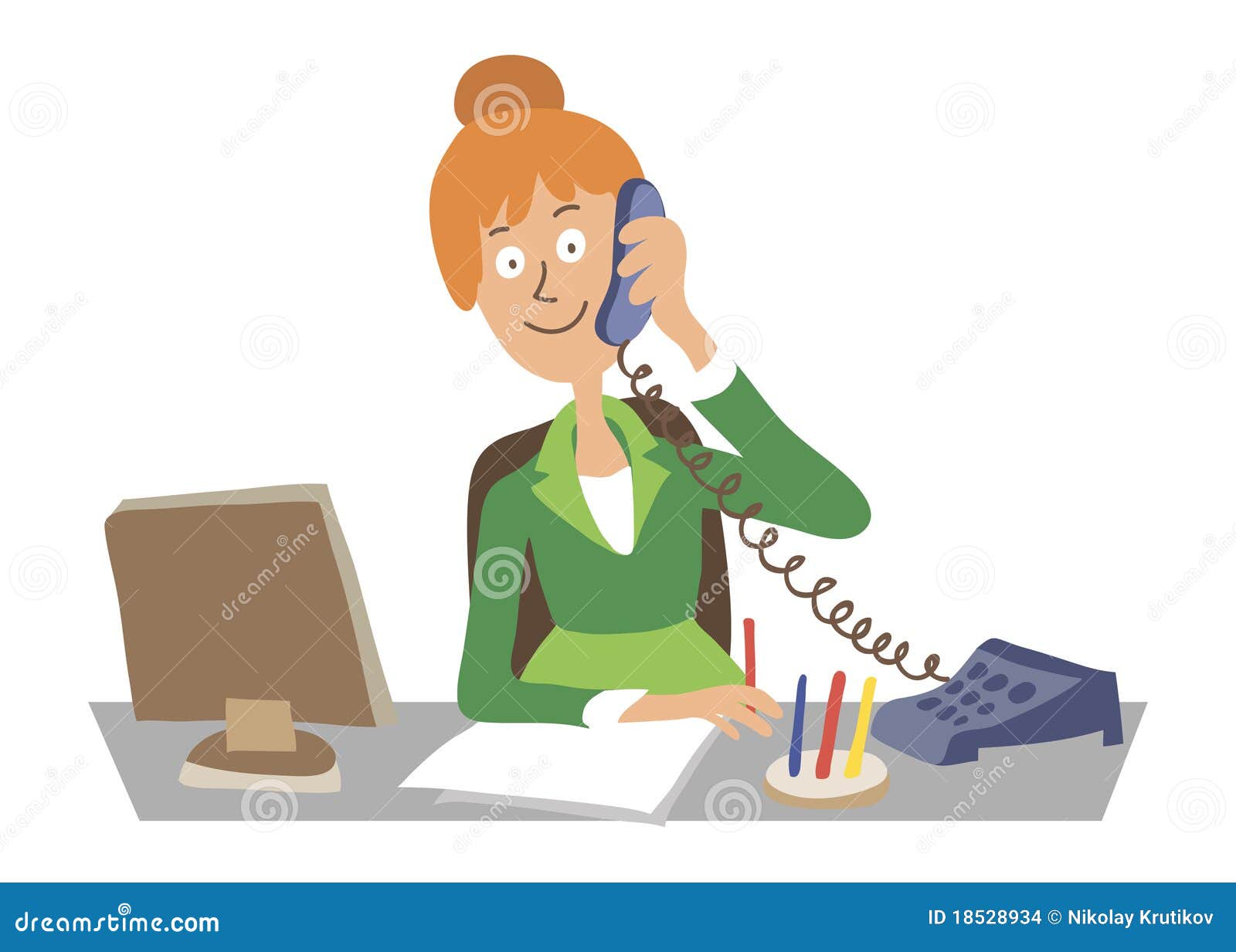 Secretaresse in het bureau vector illustratie. Illustration of zaken ...