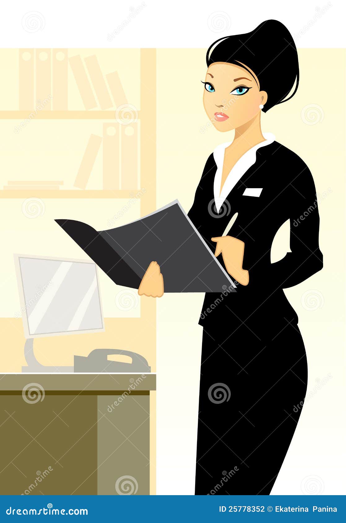 Secretaria Joven En Oficina Ilustración del Vector - Ilustración de ...