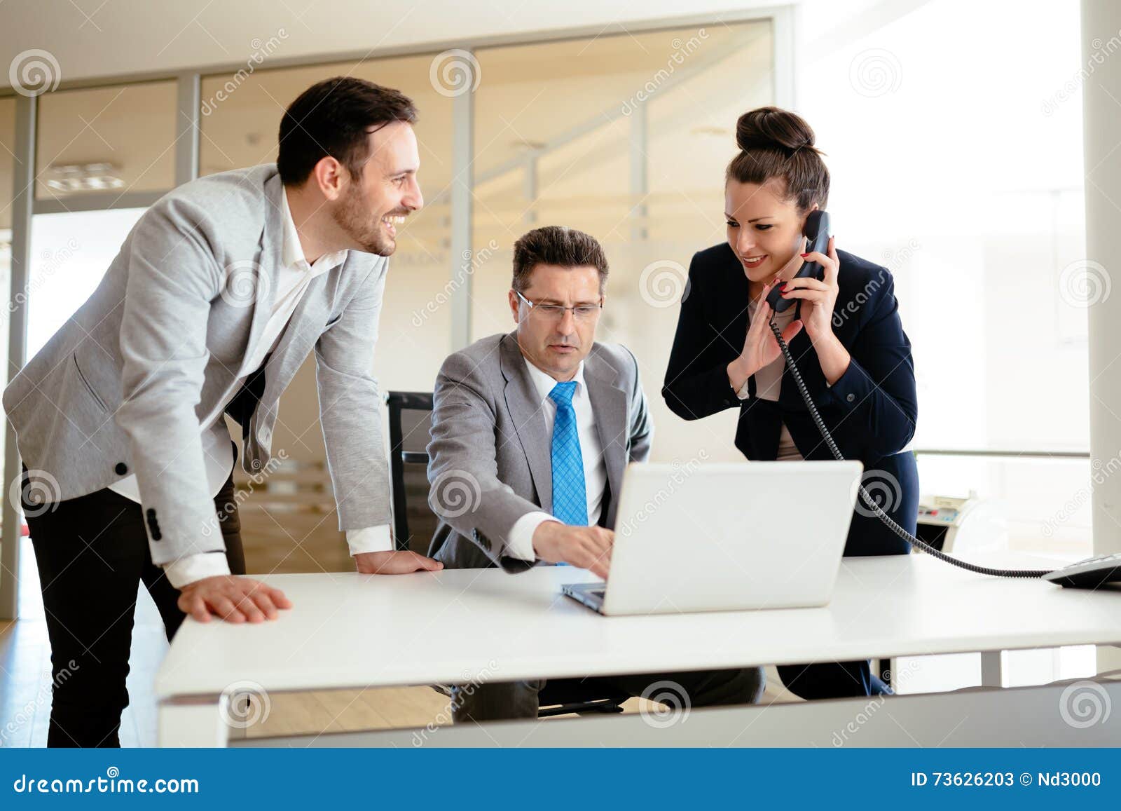 Secretaries Assisting Boss at Business Stock Image - Image of computer ...