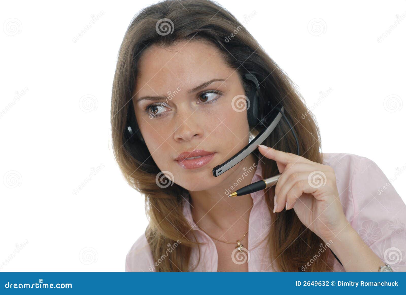 Secretary answering a call stock photo. Image of center - 2649632