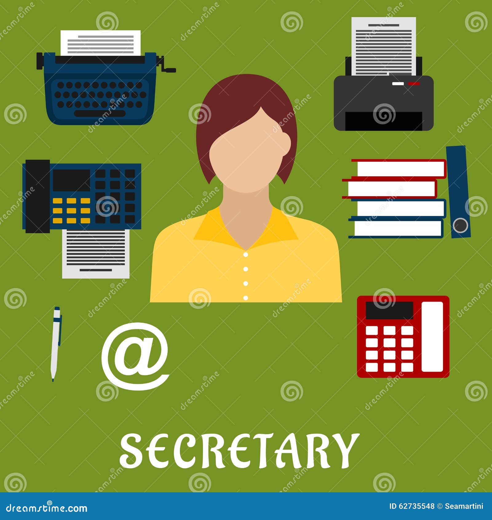Secretary or Assistant Profession Flat Icons Stock Vector ...