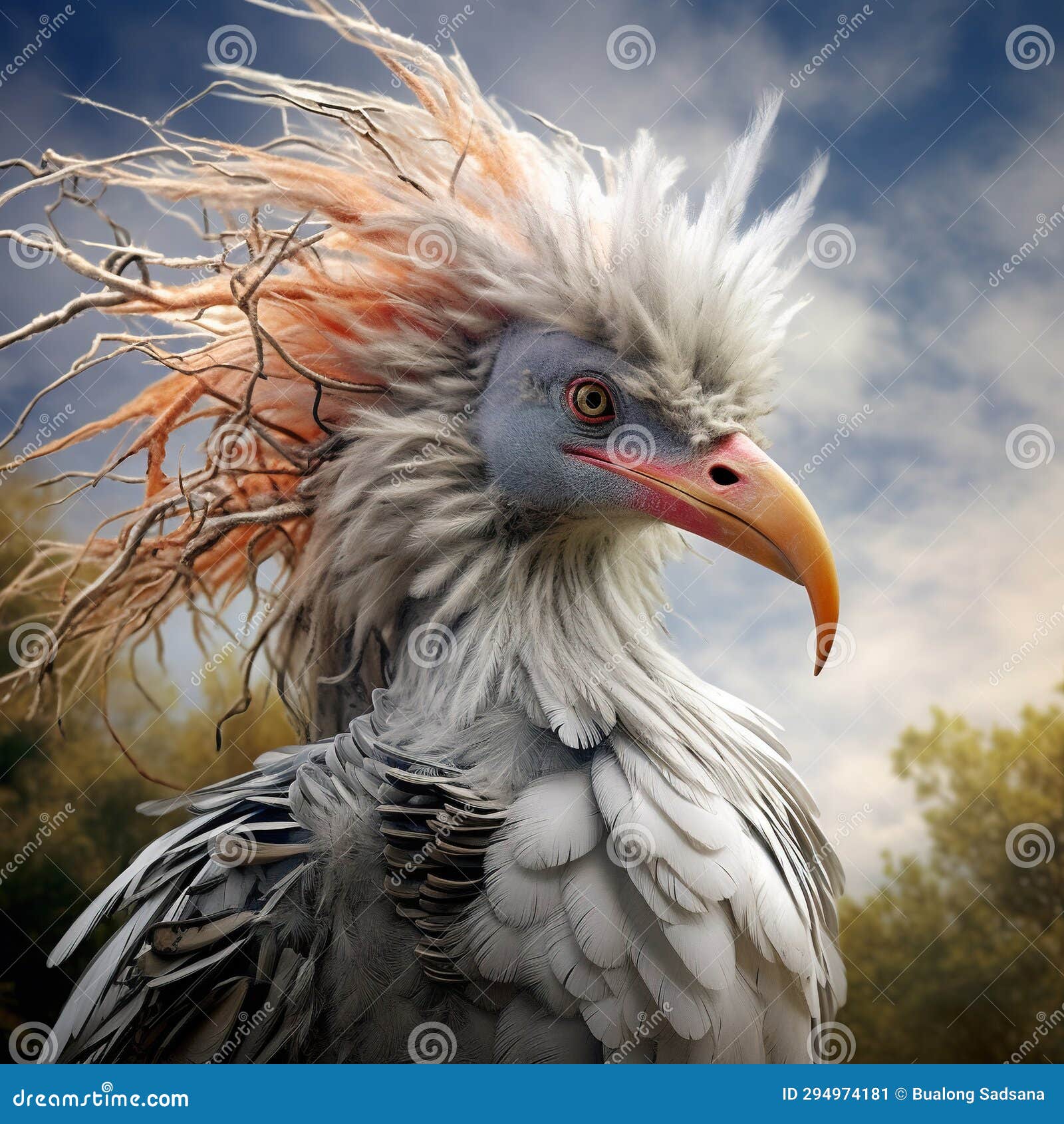 The Secretary Bird Made with Generative AI Illustration Stock ...