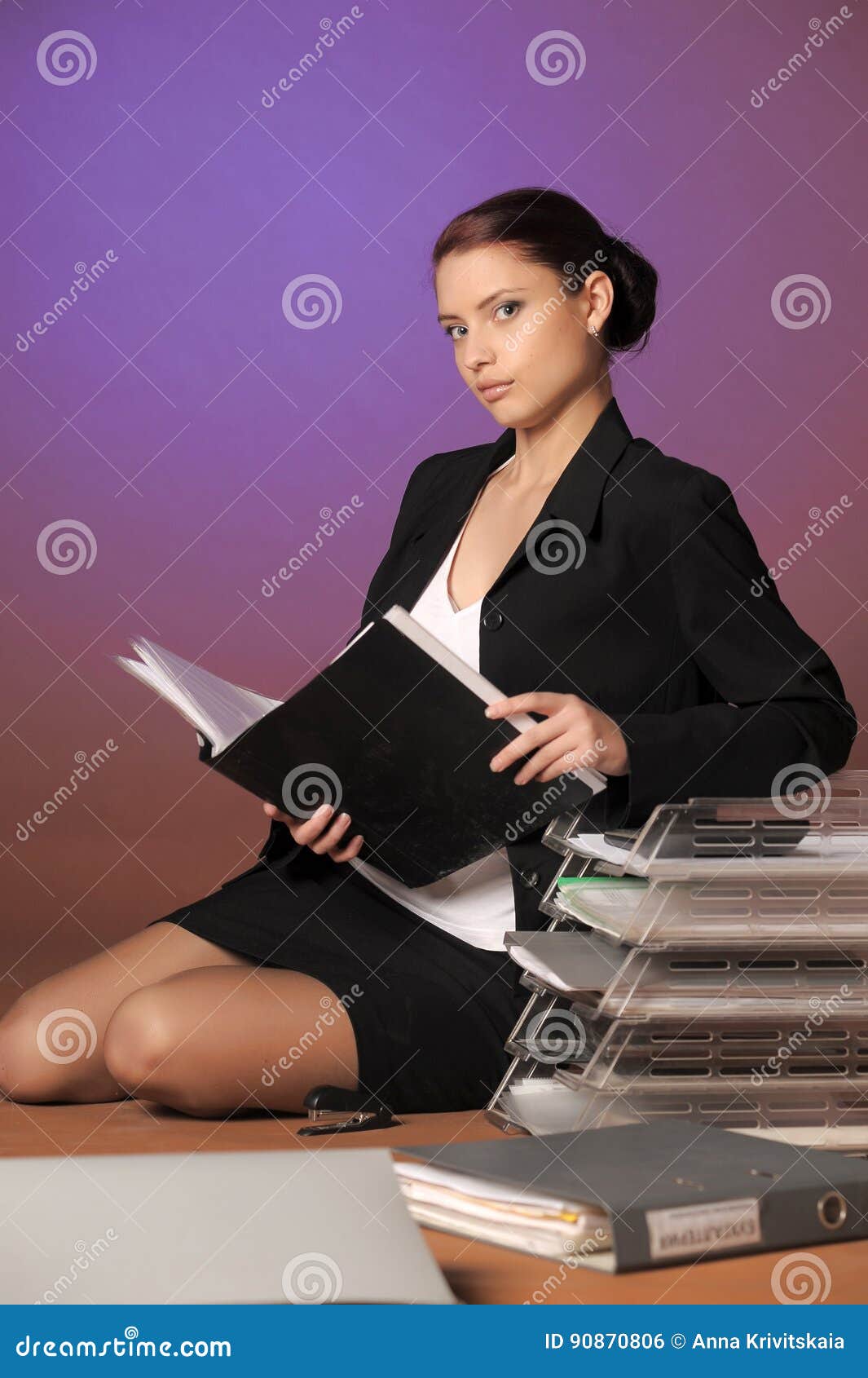 Secretary or Business Woman with Folders of Papers Stock Photo - Image ... Secretary or Business Woman with Folders of Papers Stock Photo - Image ...