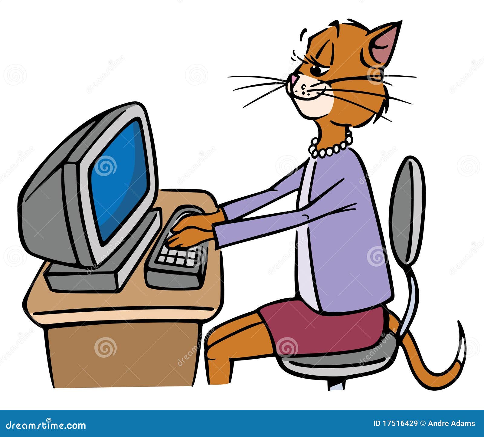 Secretary Cat Cartoon Vector | CartoonDealer.com #17516429