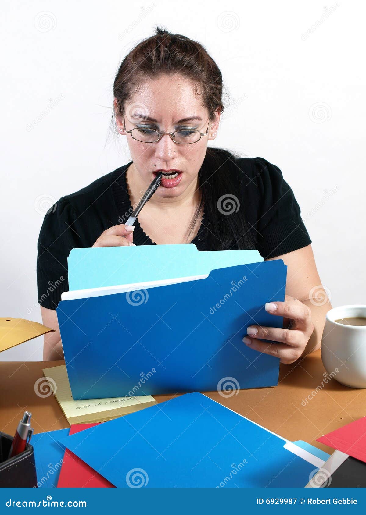 Secretary Checking Files stock image. Image of coffee - 6929987