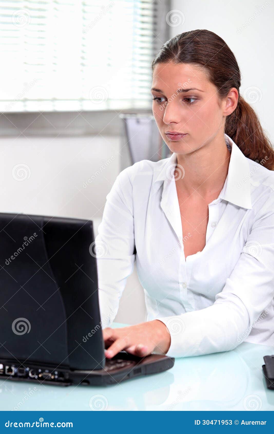 Secretary with computer stock image. Image of serious - 30471953