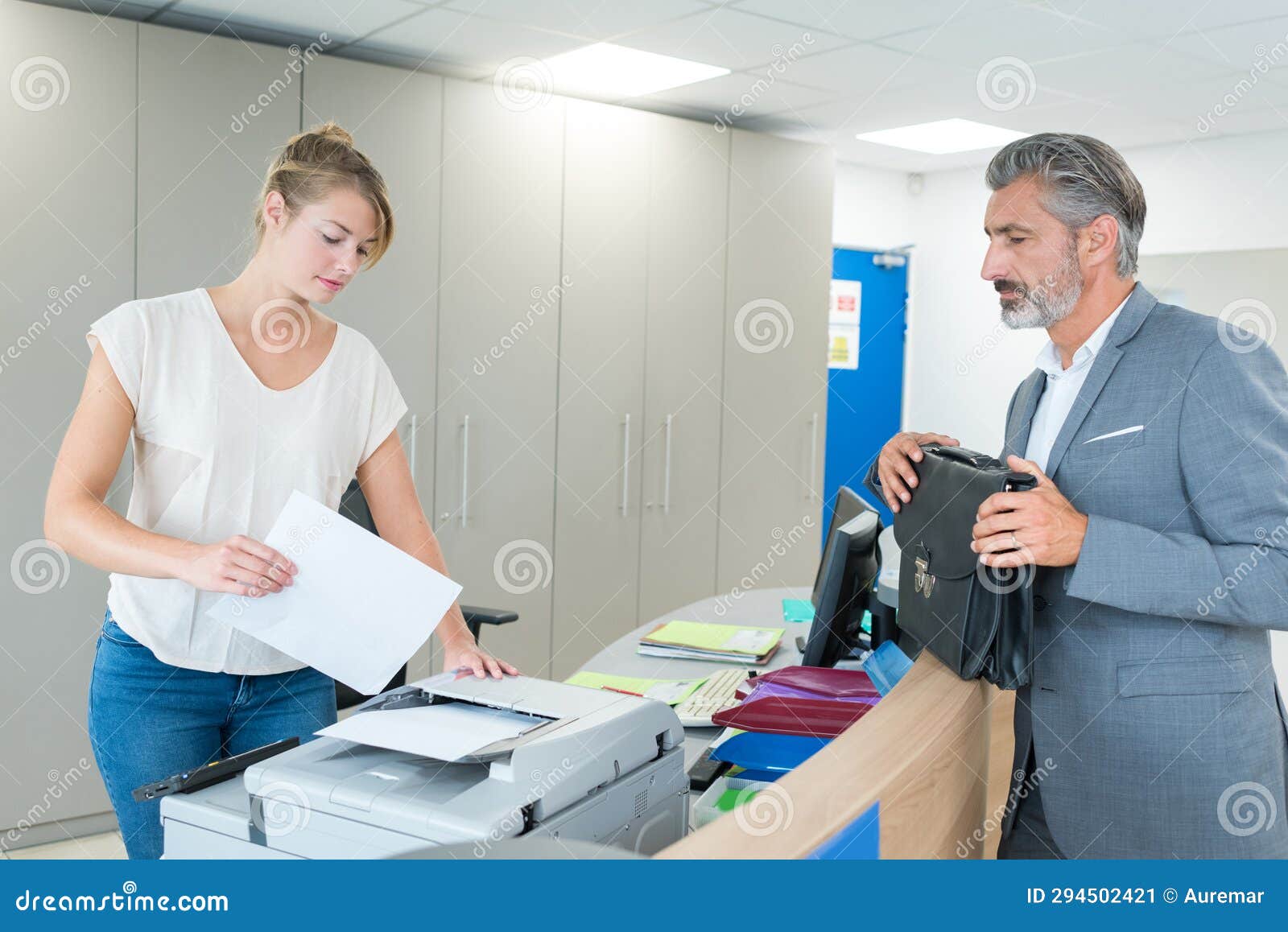 Secretary Copying Clients Documents Stock Image - Image of work ...