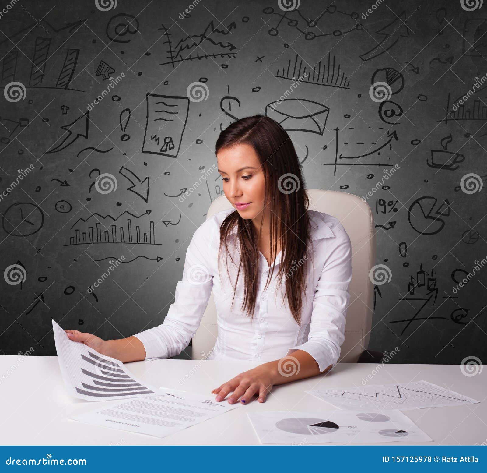 Secretary with Doodle Multitask Concept Stock Photo - Image of ...
