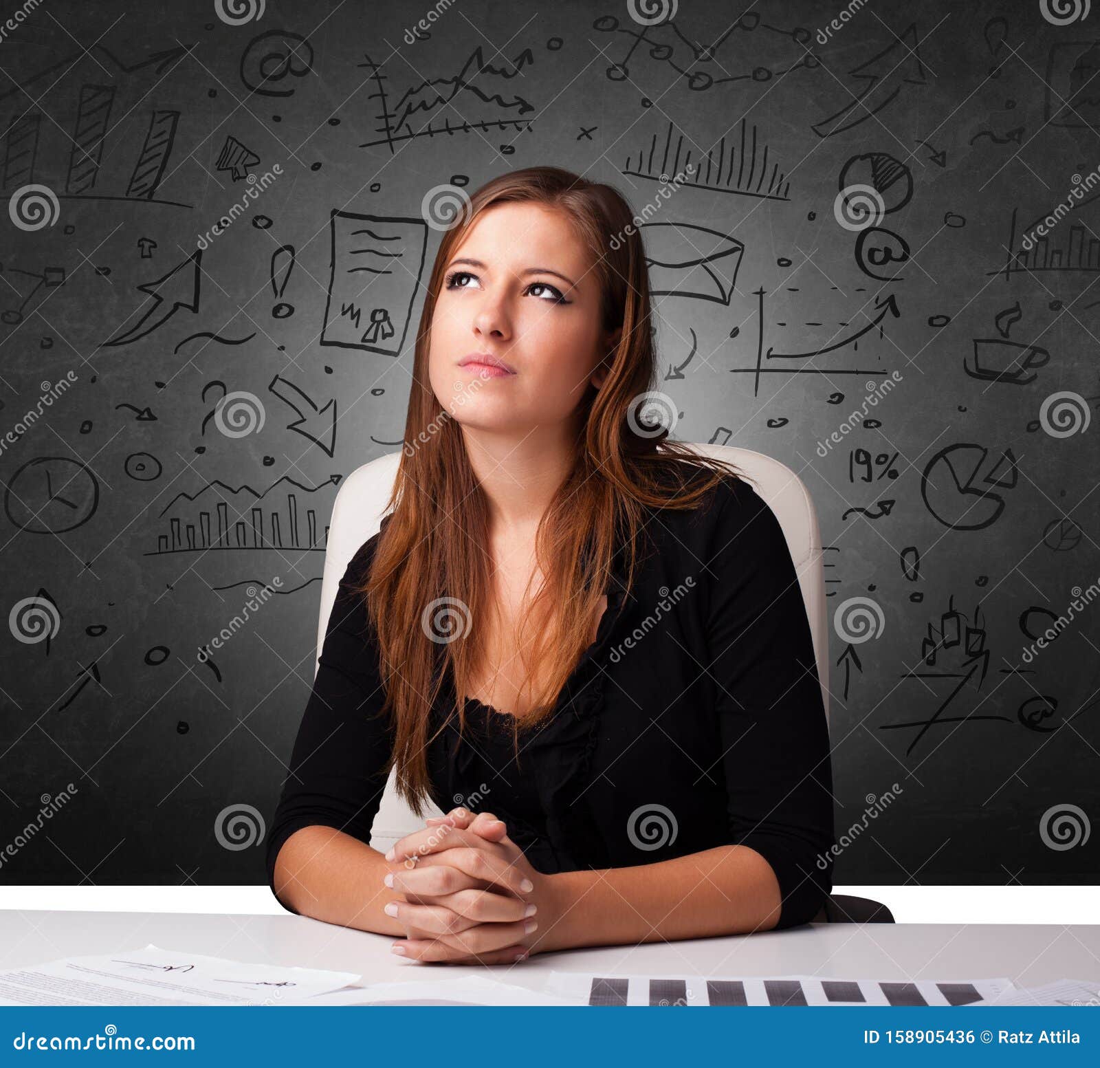 Secretary with Doodle Multitask Concept Stock Photo - Image of leader ...
