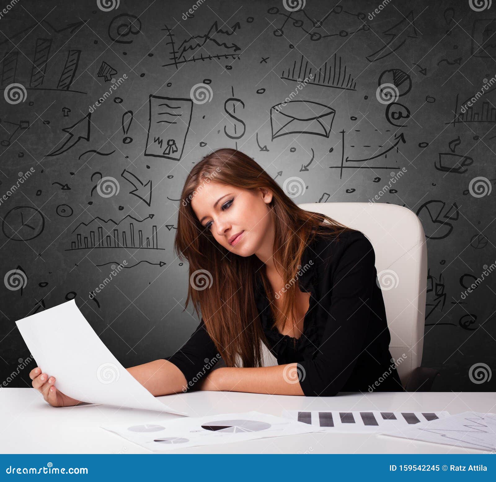 Secretary with Doodle Multitask Concept Stock Image - Image of increase ...