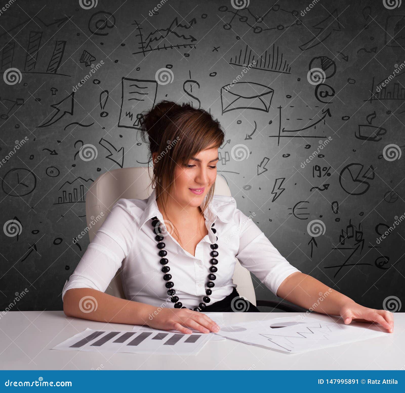 Secretary with Doodle Multitask Concept Stock Image - Image of busy ...