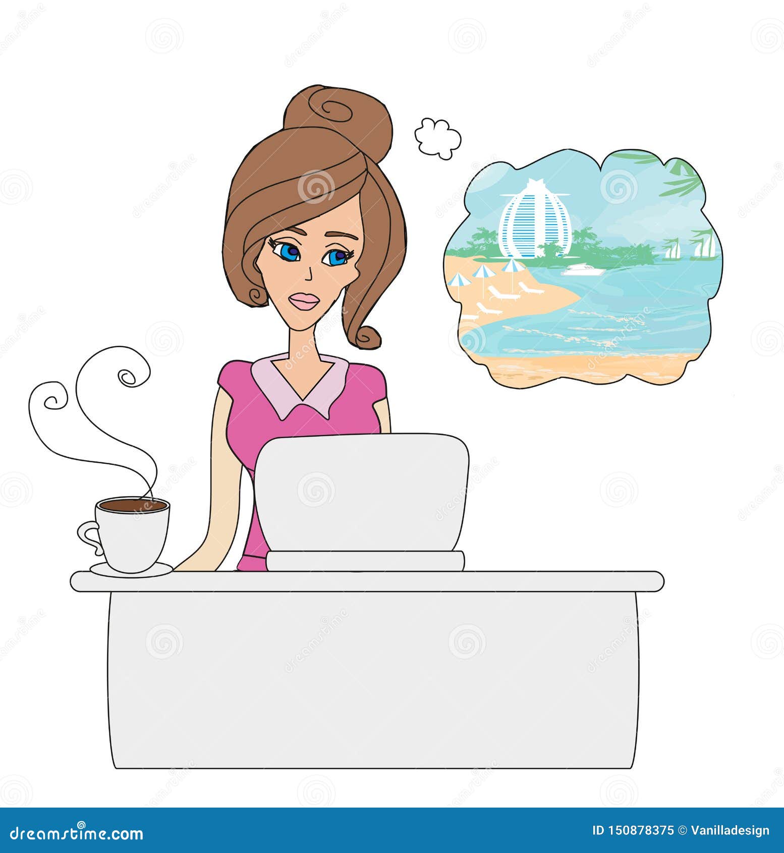 Secretary Dreams about Tropical Holidays Stock Vector - Illustration of ...