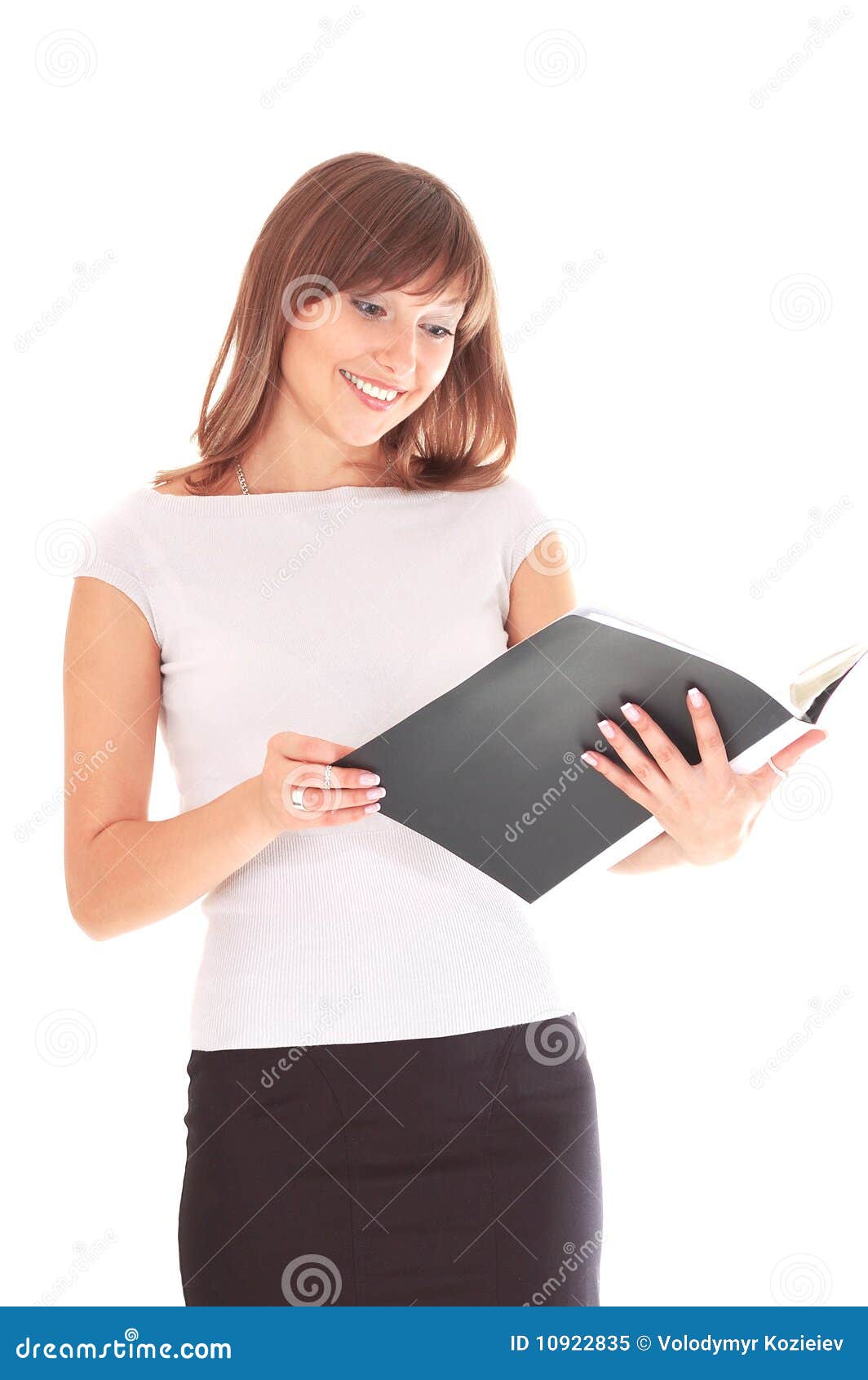 The Secretary With A Folder And Documents Is In The Office. During This ...