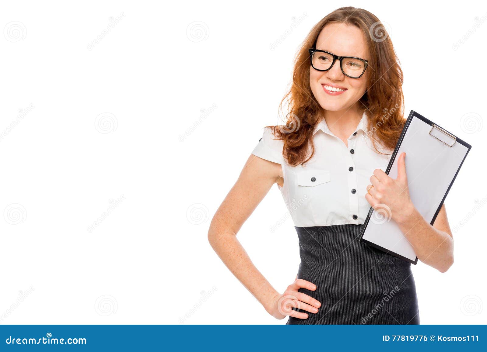 Secretary with Folder Looking To the Left Stock Photo - Image of ...